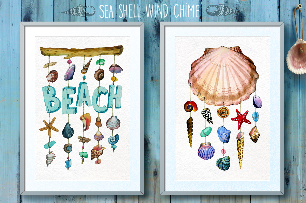 Watercolor sea shell, Nautical set ~ Illustrations on Creative Market