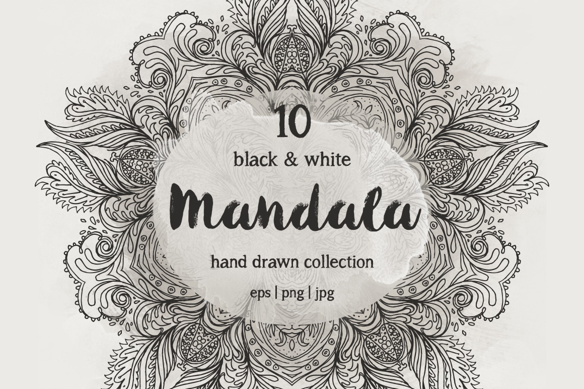 10 B&W Ornate Mandala Vector Set ~ Illustrations on Creative Market