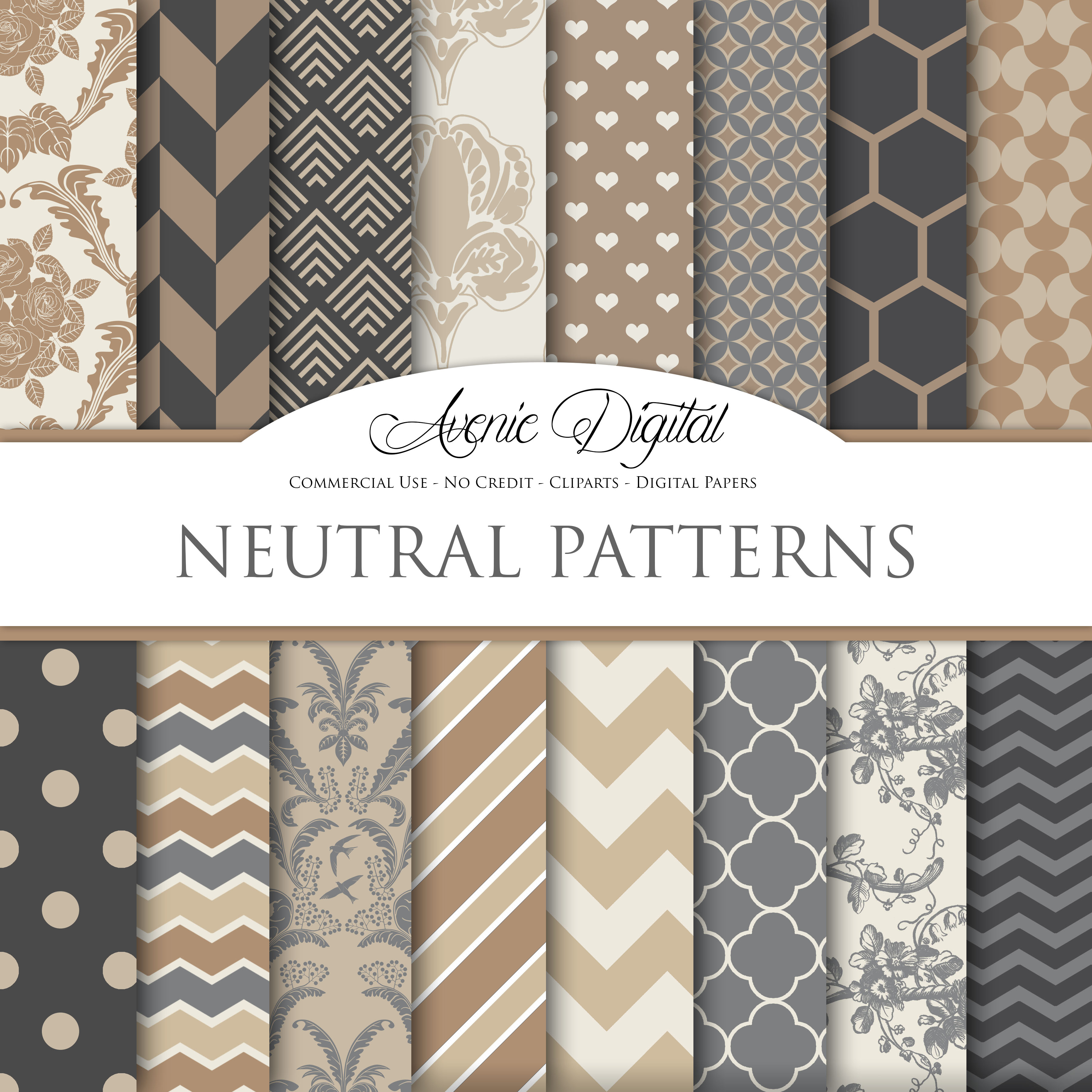 Neutral Patterns Digital Paper ~ Textures on Creative Market