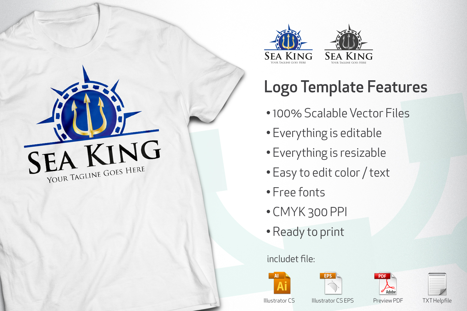 Sea King ~ Logo Templates on Creative Market