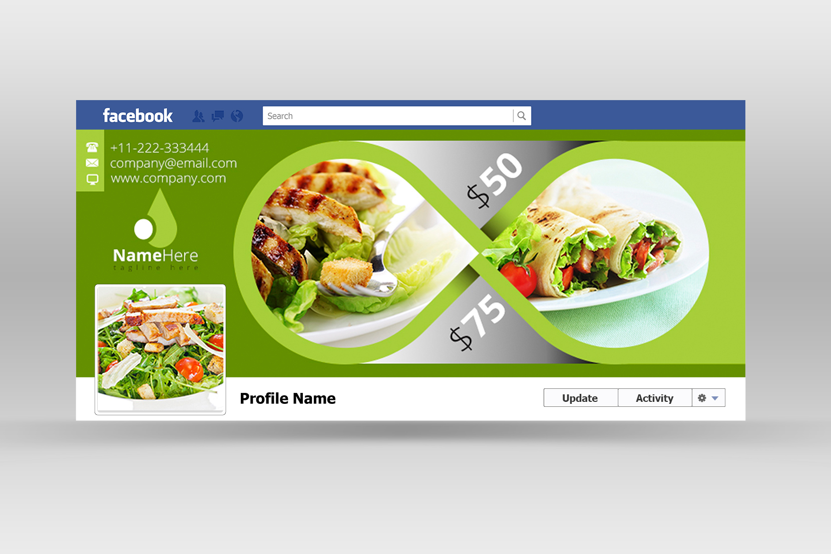 Fast Food Facebook Cover ~ Web Elements on Creative Market