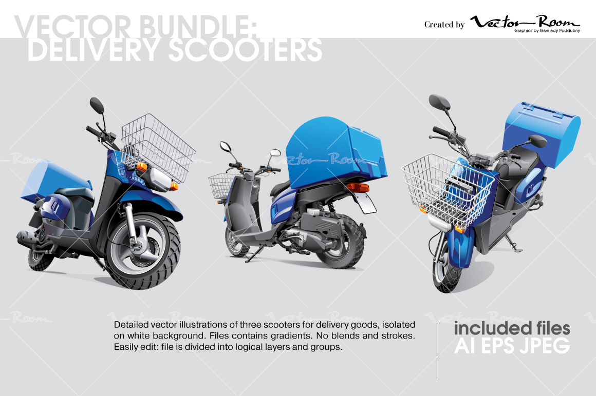 Vector bundle: delivery scooters ~ Graphics on Creative Market