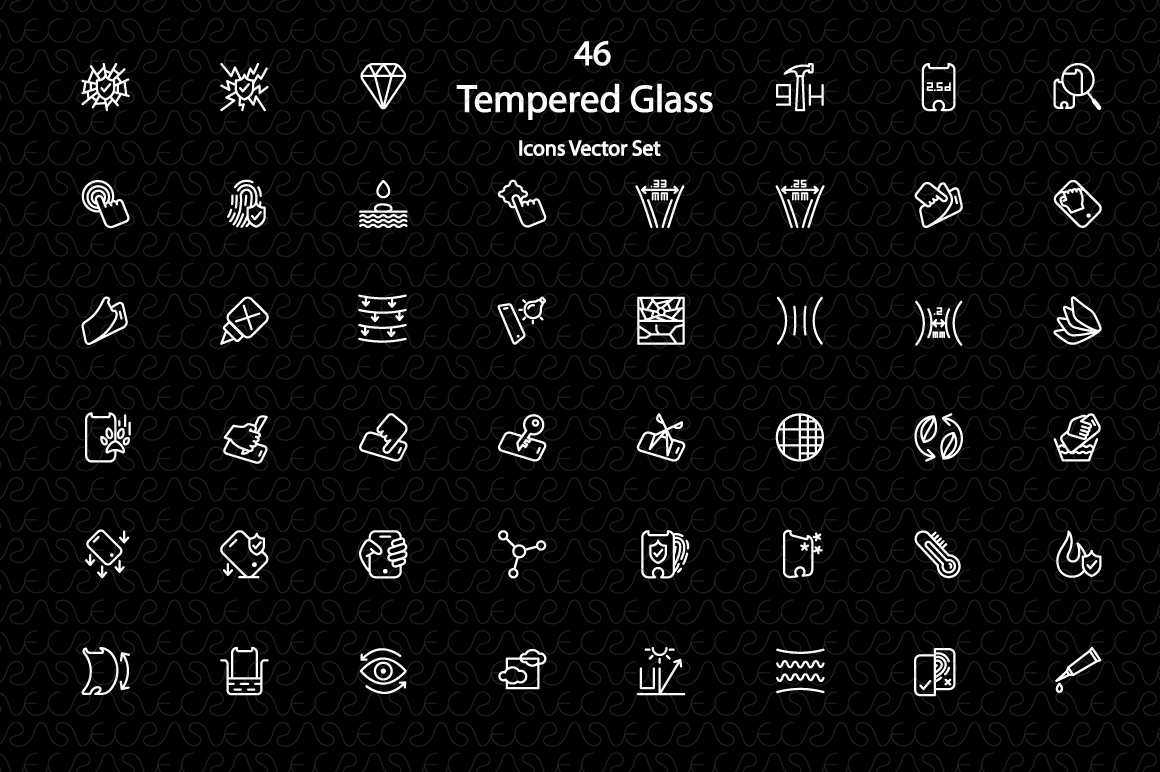 Mobile Tempered Glass Vector IconSet ~ Icons on Creative Market