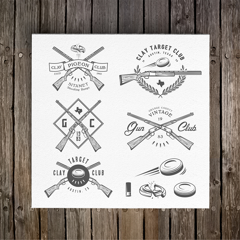 Clay target and gun club emblems ~ Illustrations on Creative Market