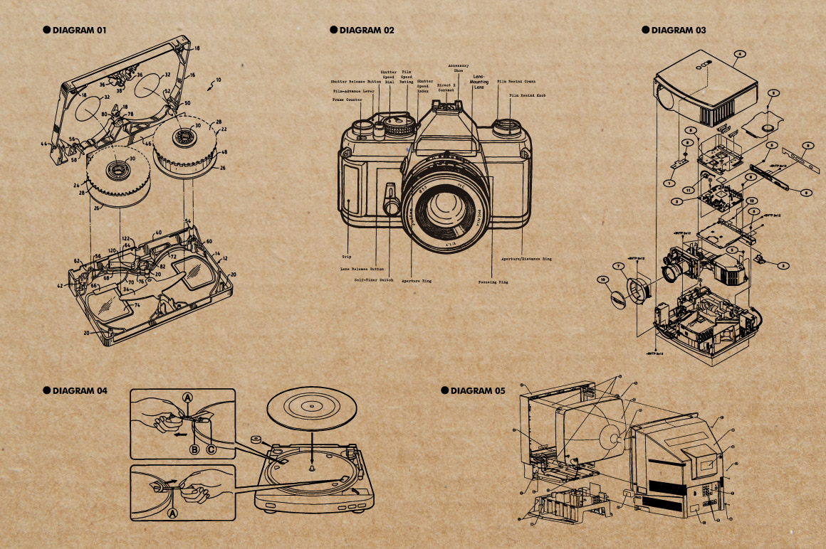 Retro Vector Diagrams - 32 Items ~ Illustrations on Creative Market