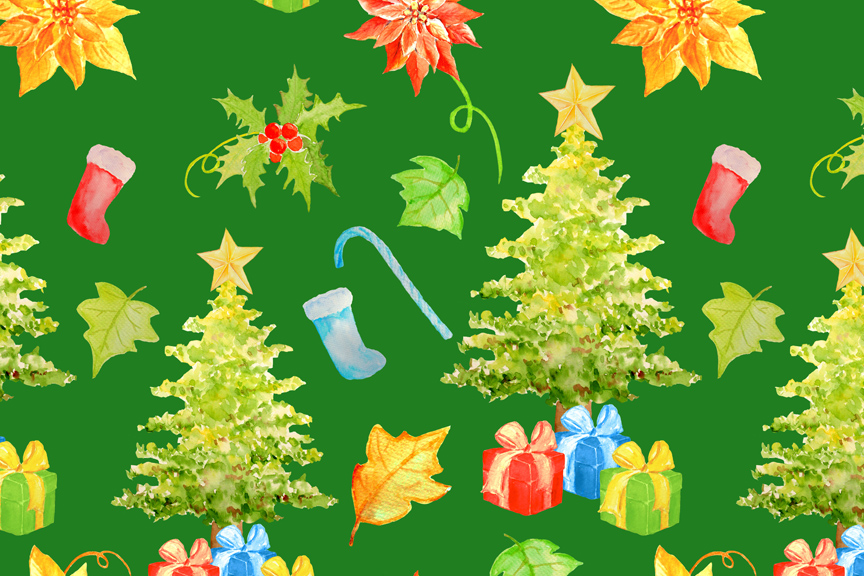 Watercolor Christmas Green Pattern ~ Patterns on Creative Market