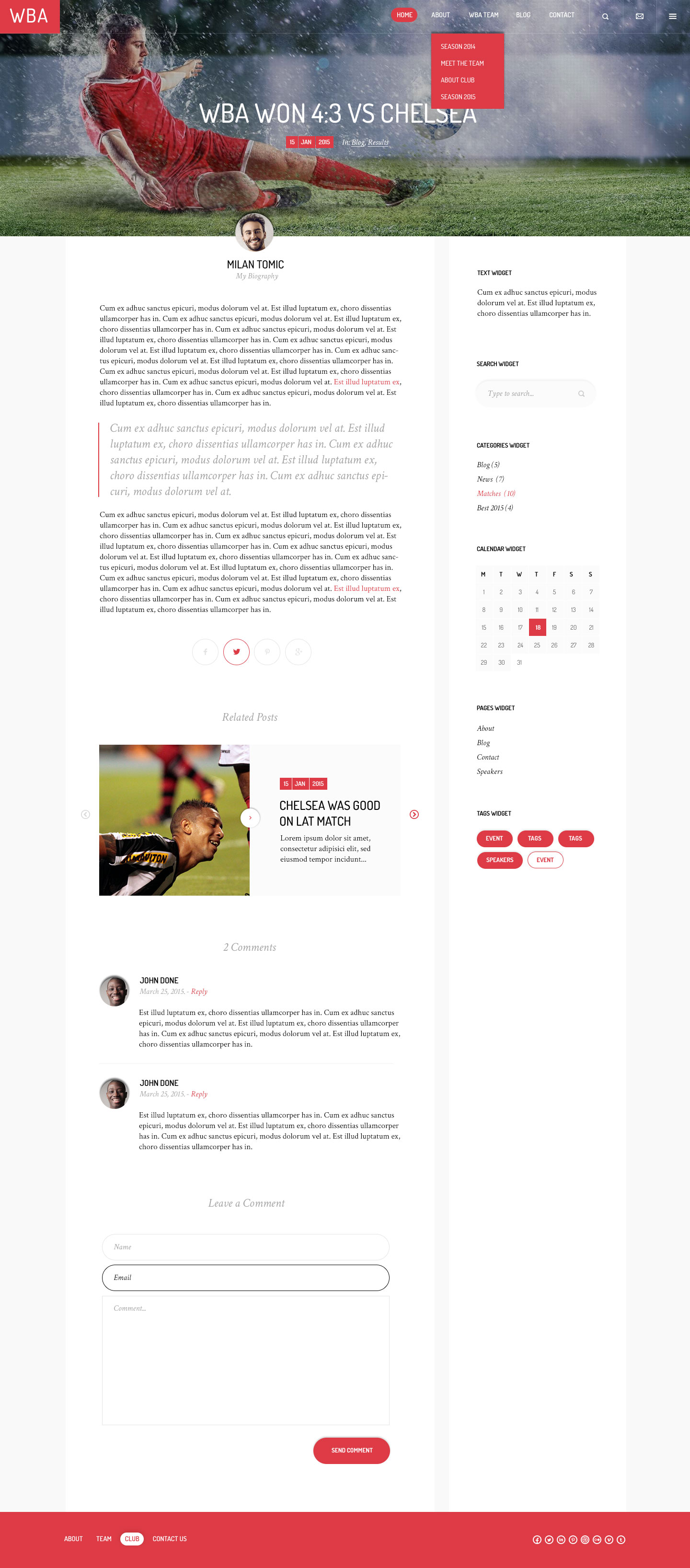 WBA - HTML5 Template for Sport ~ Website Templates on Creative Market