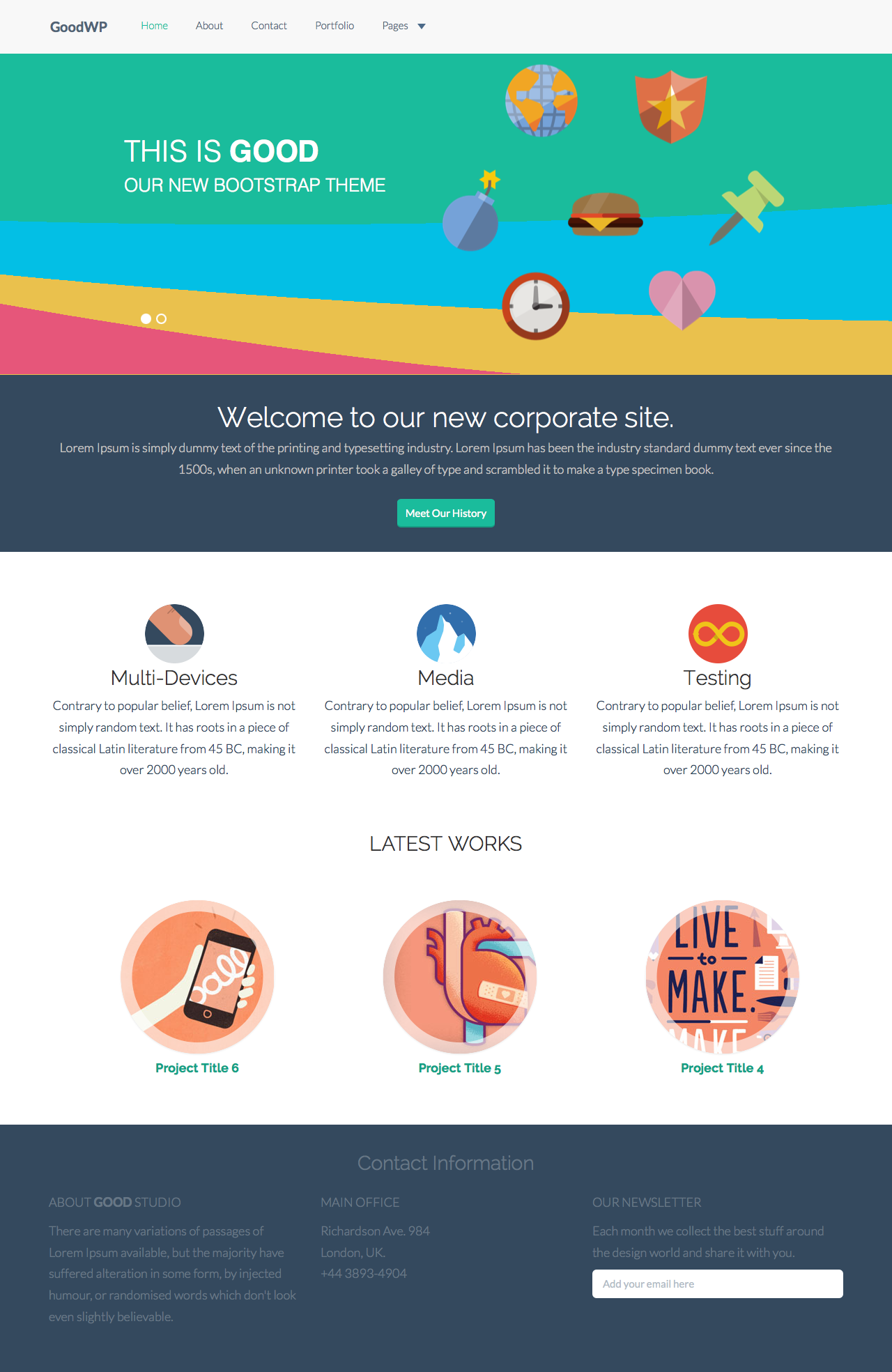 GoodWP - Bootstrap WordPress Theme ~ WordPress Themes on Creative Market