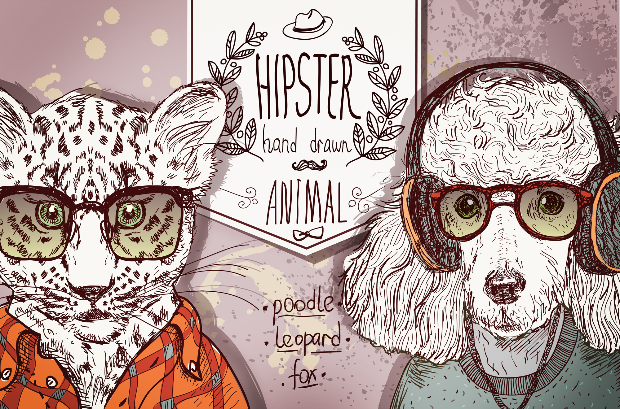 Hipster animals - set 1 ~ Illustrations on Creative Market