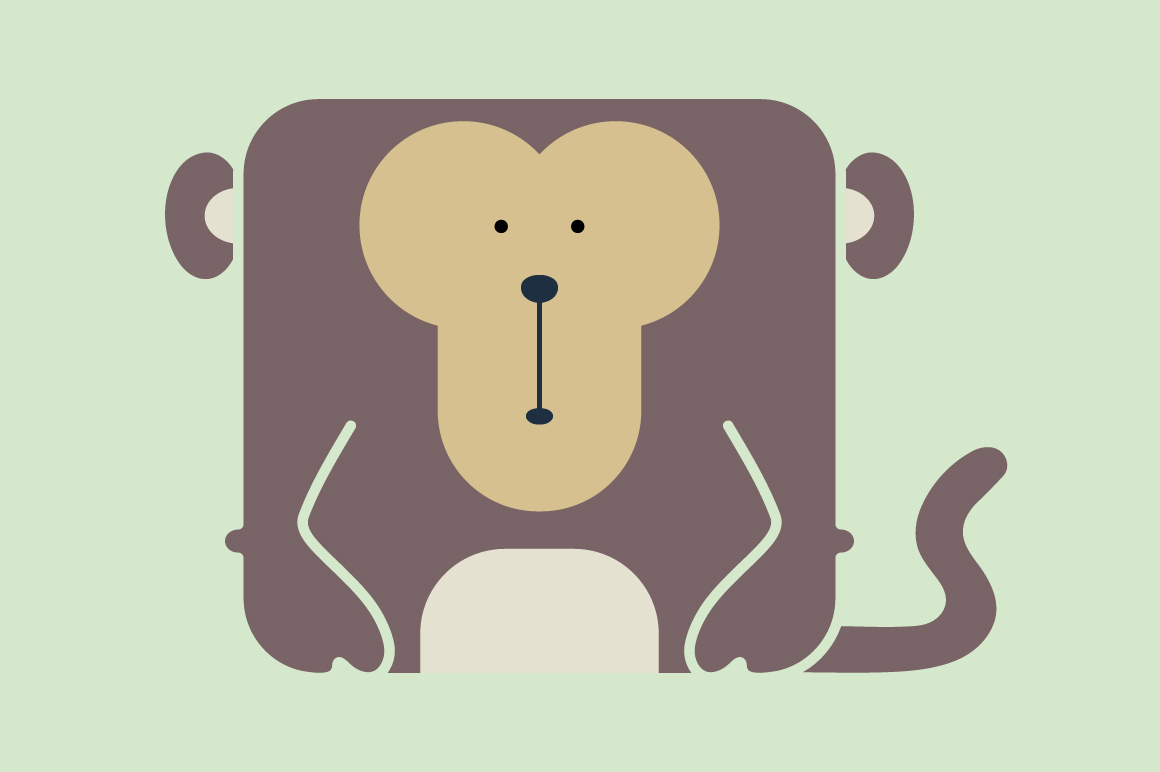 Flat square icon of a cute monkey ~ Icons on Creative Market