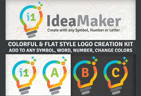 Flat Colorful Idea Logo Maker Set ~ Logo Templates on Creative Market
