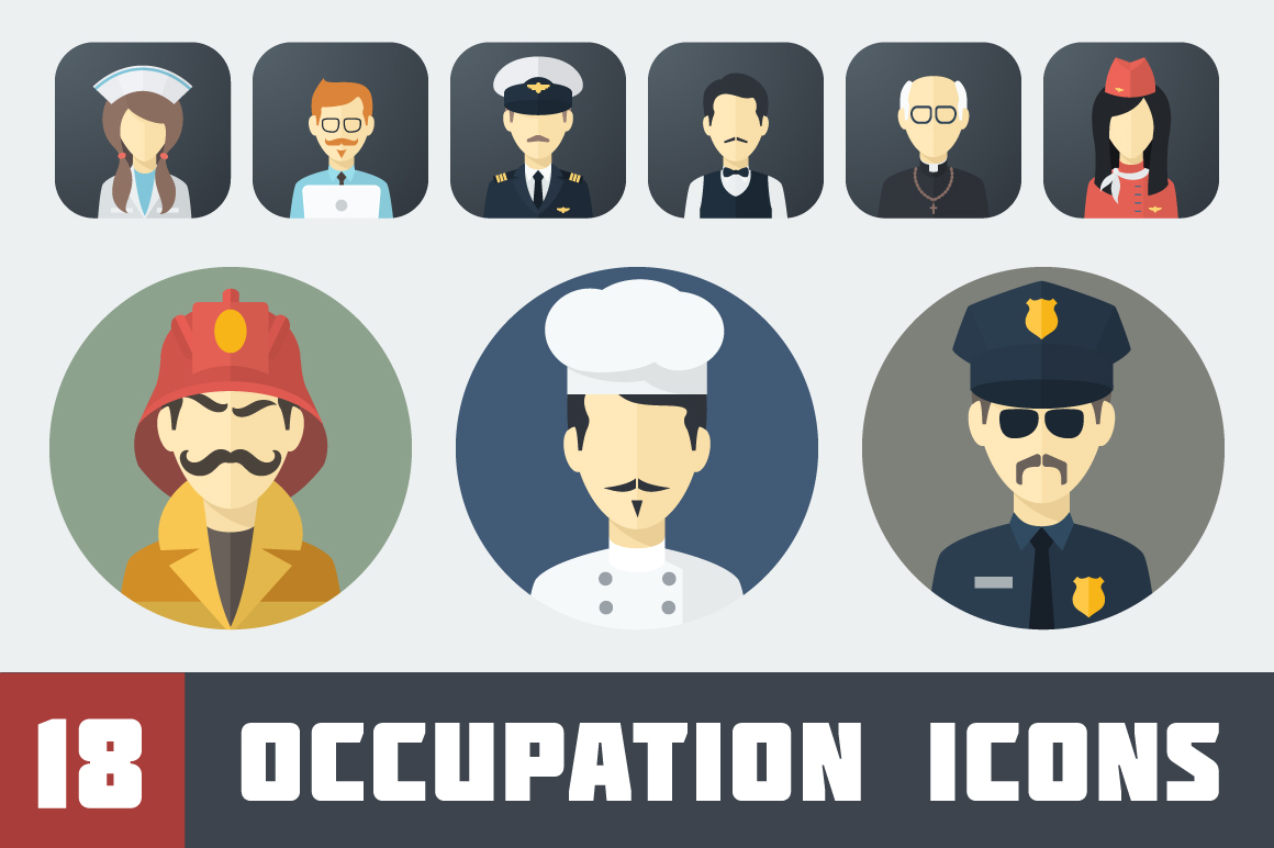 Flat Occupation Icons Set ~ Icons on Creative Market