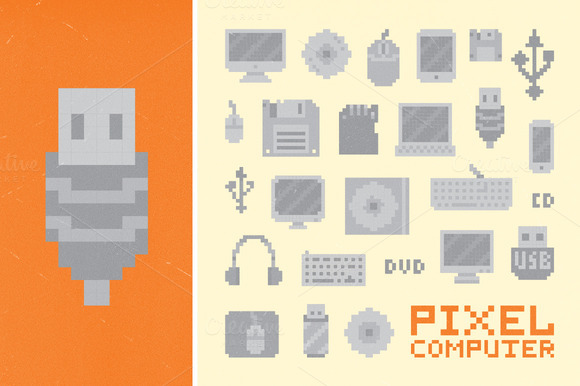 Pixel computer set ~ Icons on Creative Market