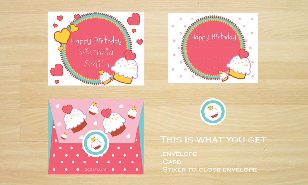Envelope Sweet Cupcake ~ Card Templates on Creative Market