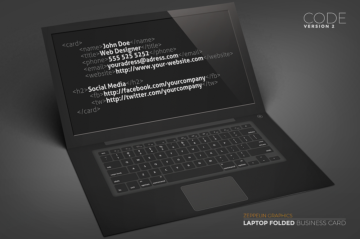Laptop Business Card Black Edition ~ Business Card Templates on ...