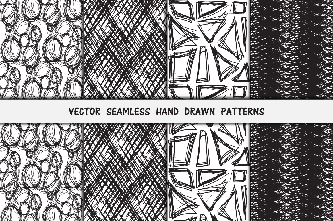 8 Black-White Hand Drawn Patterns ~ Patterns on Creative Market