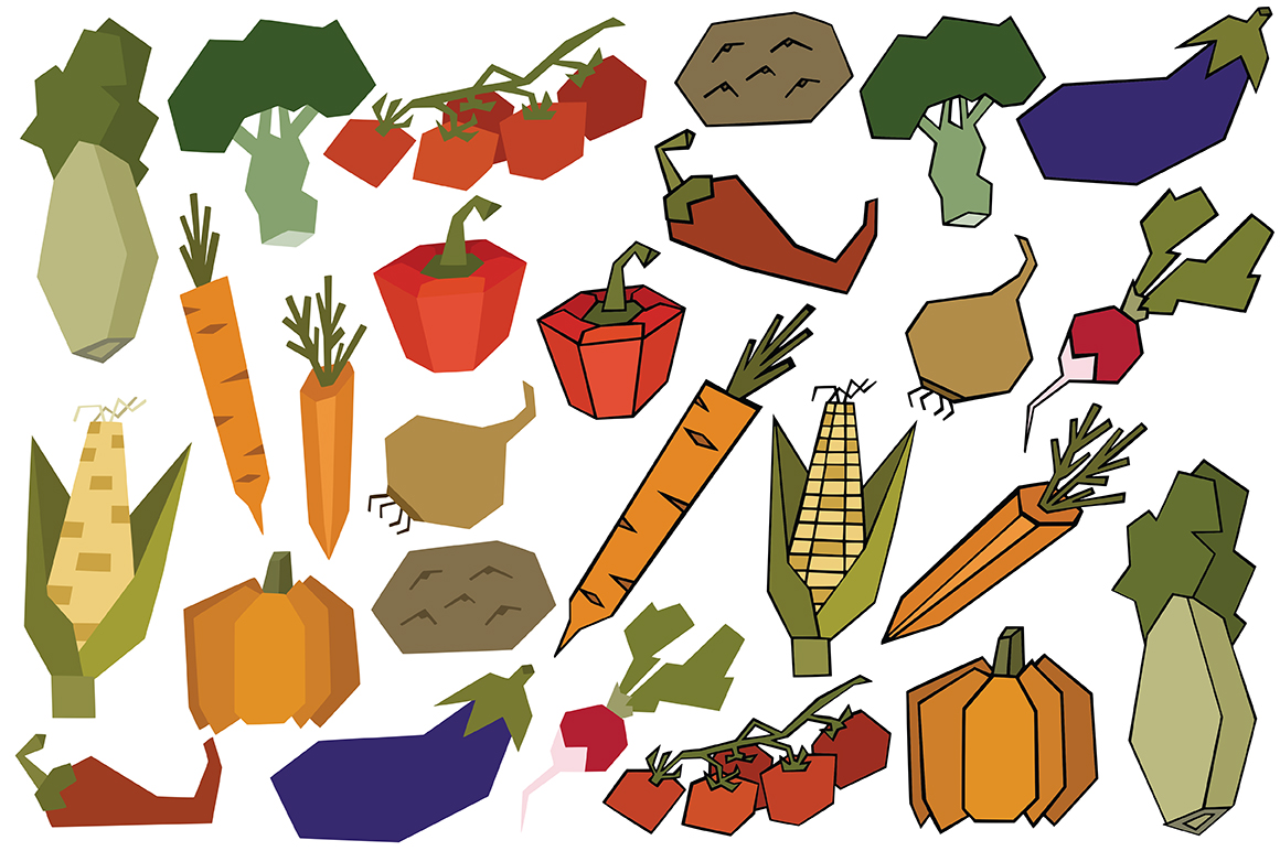 Geometric vegetables ~ Illustrations on Creative Market