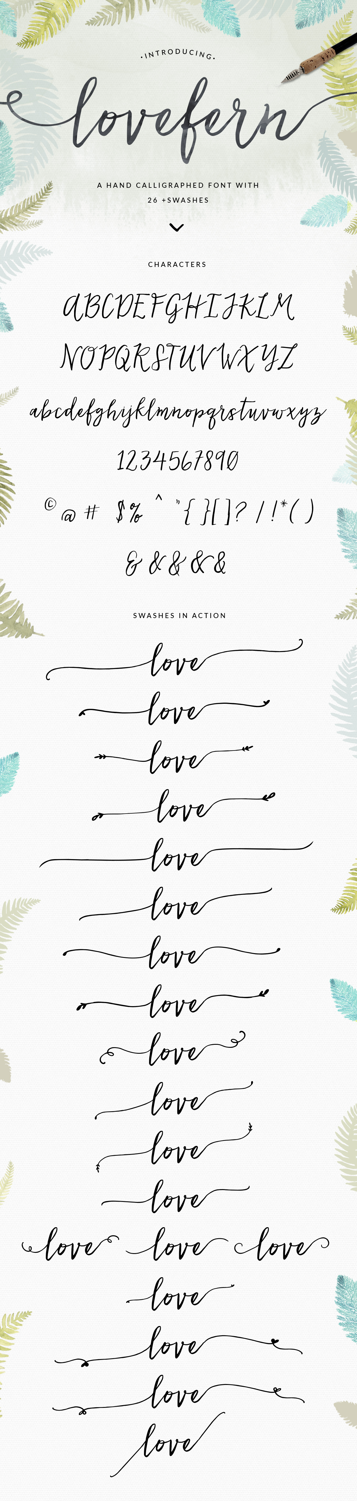 Lovefern Font + SWASHES ~ Script Fonts on Creative Market