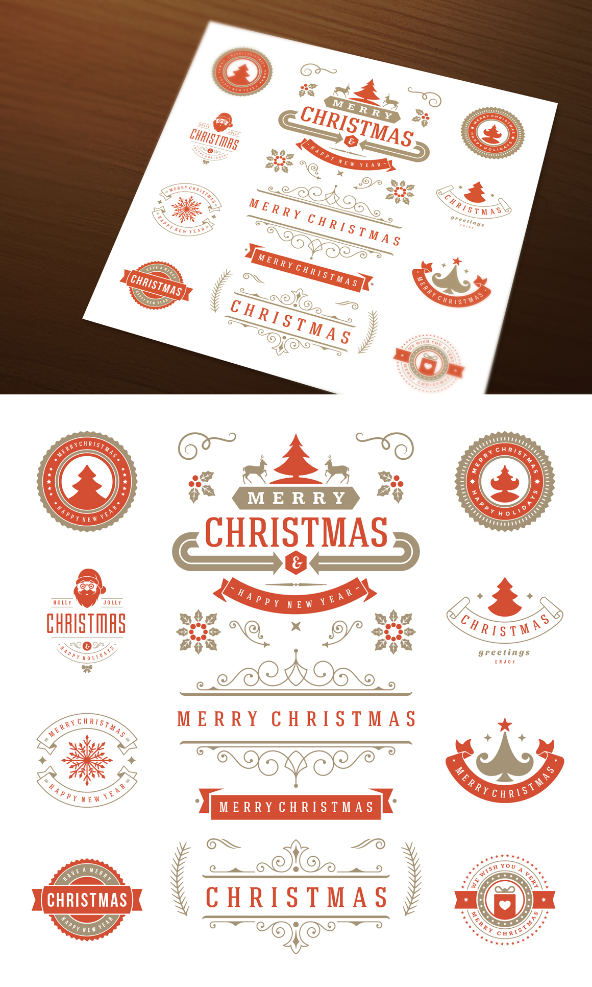 10 Christmas labels and badges ~ Illustrations on Creative Market