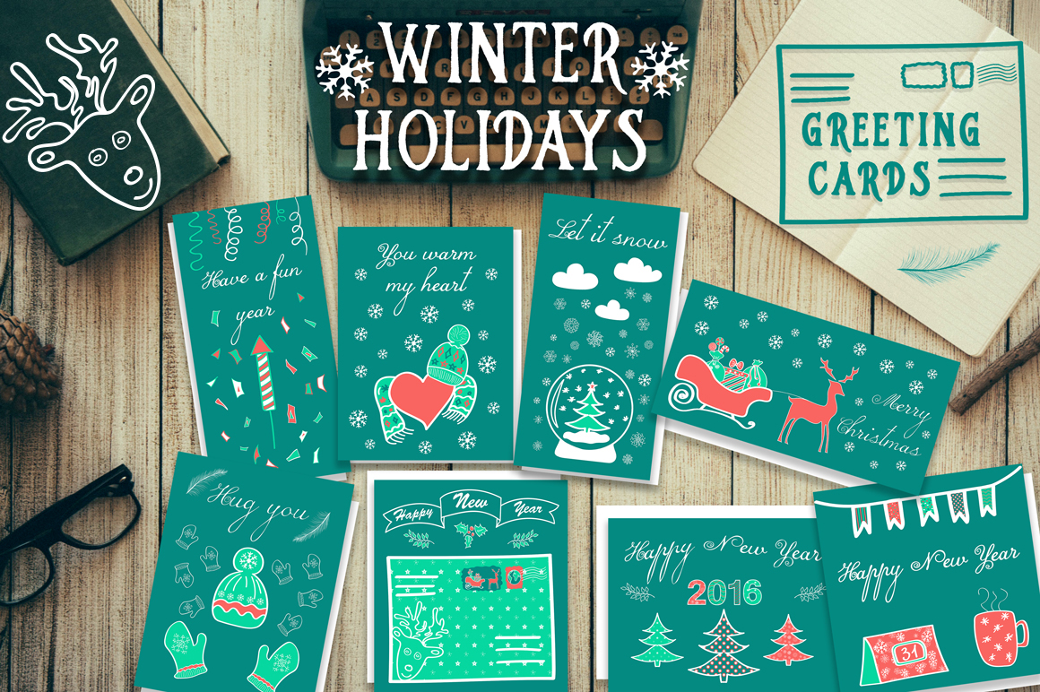 Hand drawn winter cards ~ Illustrations on Creative Market