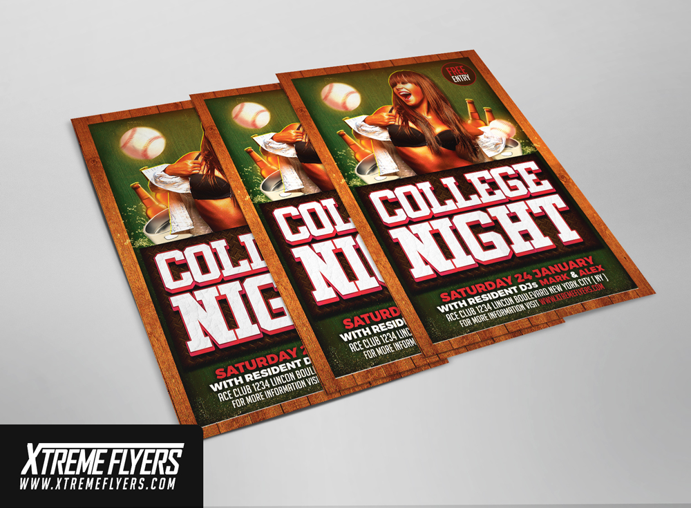 College School Party Flyer ~ Flyer Templates on Creative Market