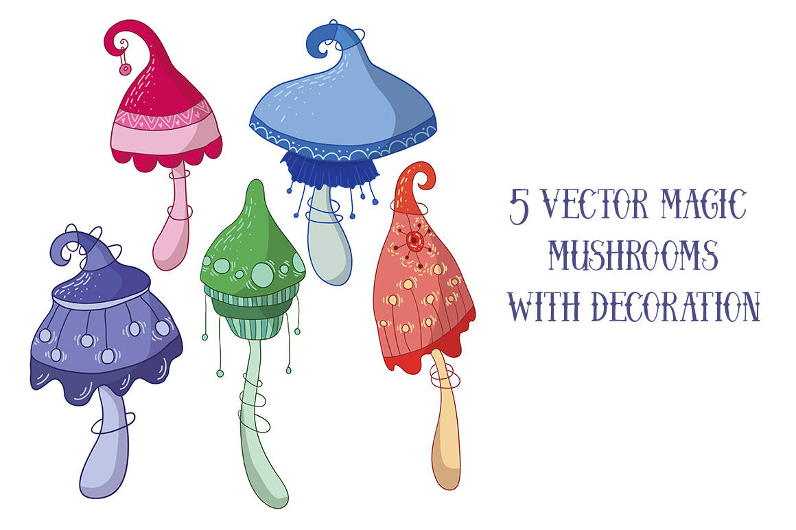Magic Mushrooms vector set ~ Illustrations on Creative Market