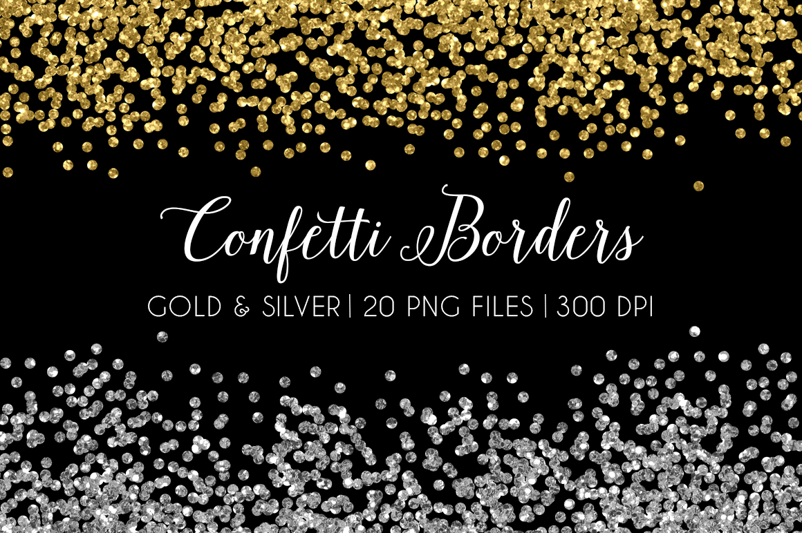 Glitter Confetti Border Gold Silver ~ Illustrations on Creative Market