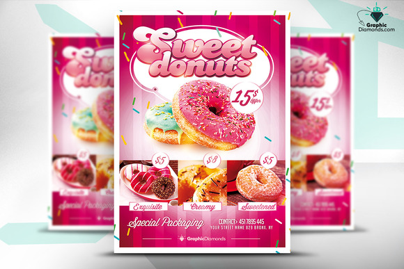 Sweet Donuts Flyer PSD Template ~ Flyer Templates on Creative Market