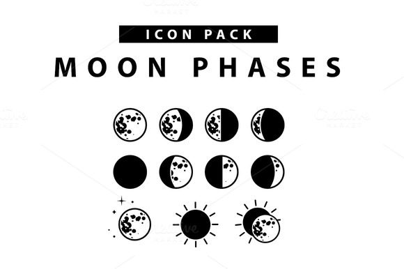 Moon Phases Icon Set ~ Icons on Creative Market