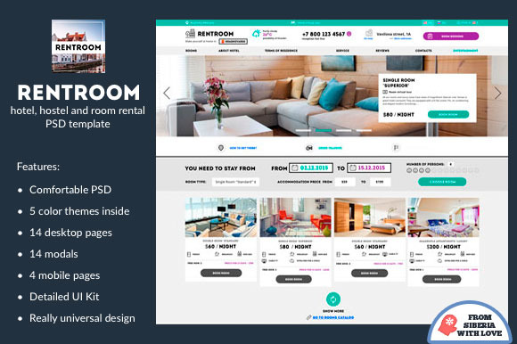 Rentroom – Hotel, Hostel & Rooms PSD ~ Website Templates on Creative Market