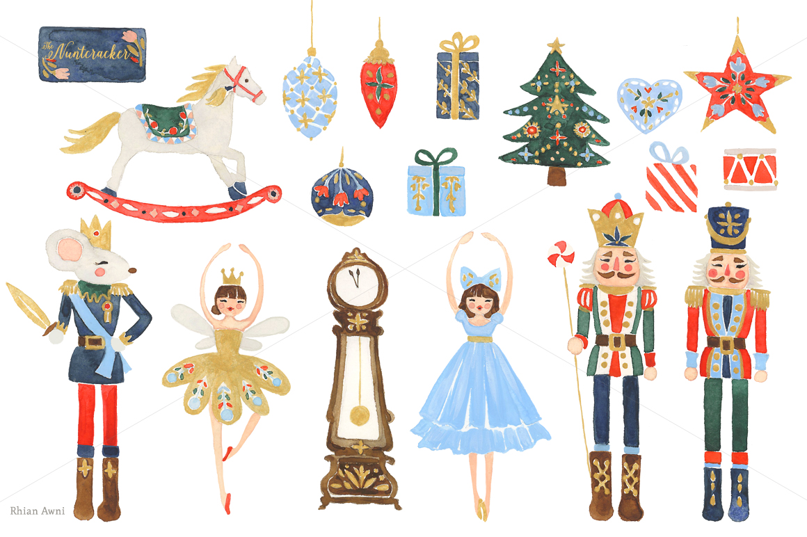 Watercolor Nutcracker Clipart Set ~ Illustrations on Creative Market