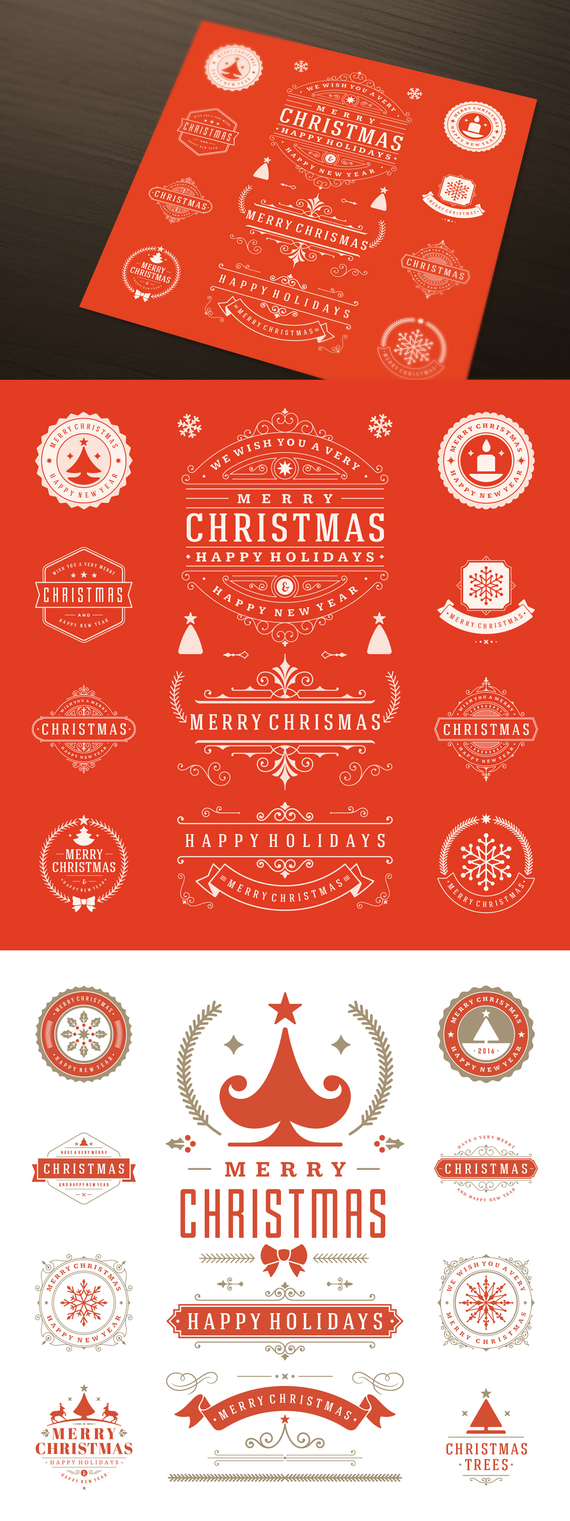50 Christmas labels and badges ~ Illustrations on Creative Market