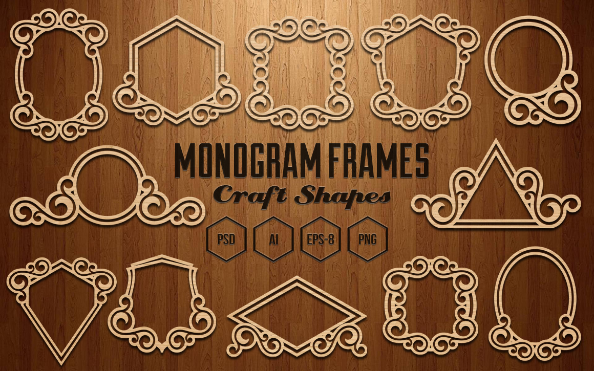 Monogram Frames Craft Shapes ~ Objects on Creative Market