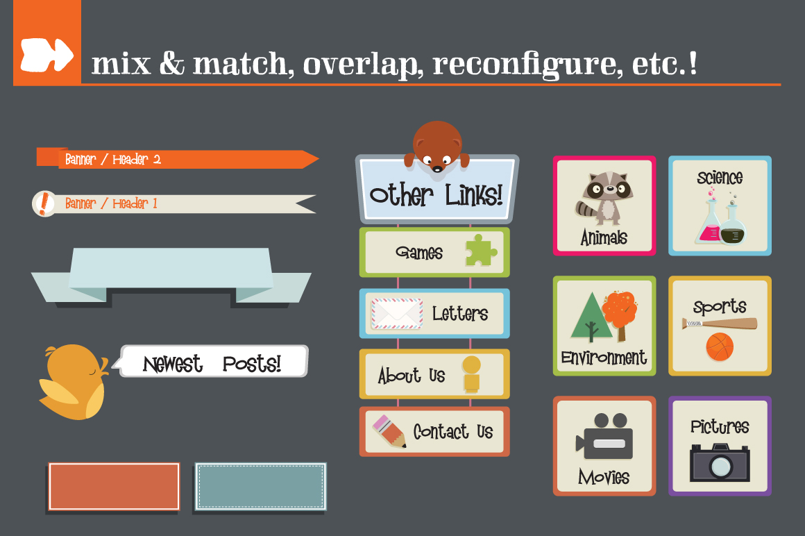 Hand Drawn PSD Buttons & Banners ~ Web Elements on Creative Market