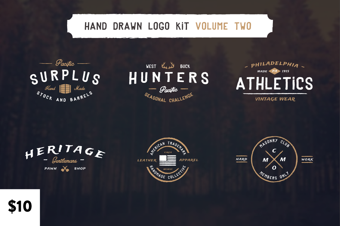 Vintage Hand Drawn Logos: Volume Two ~ Logo Templates on Creative Market
