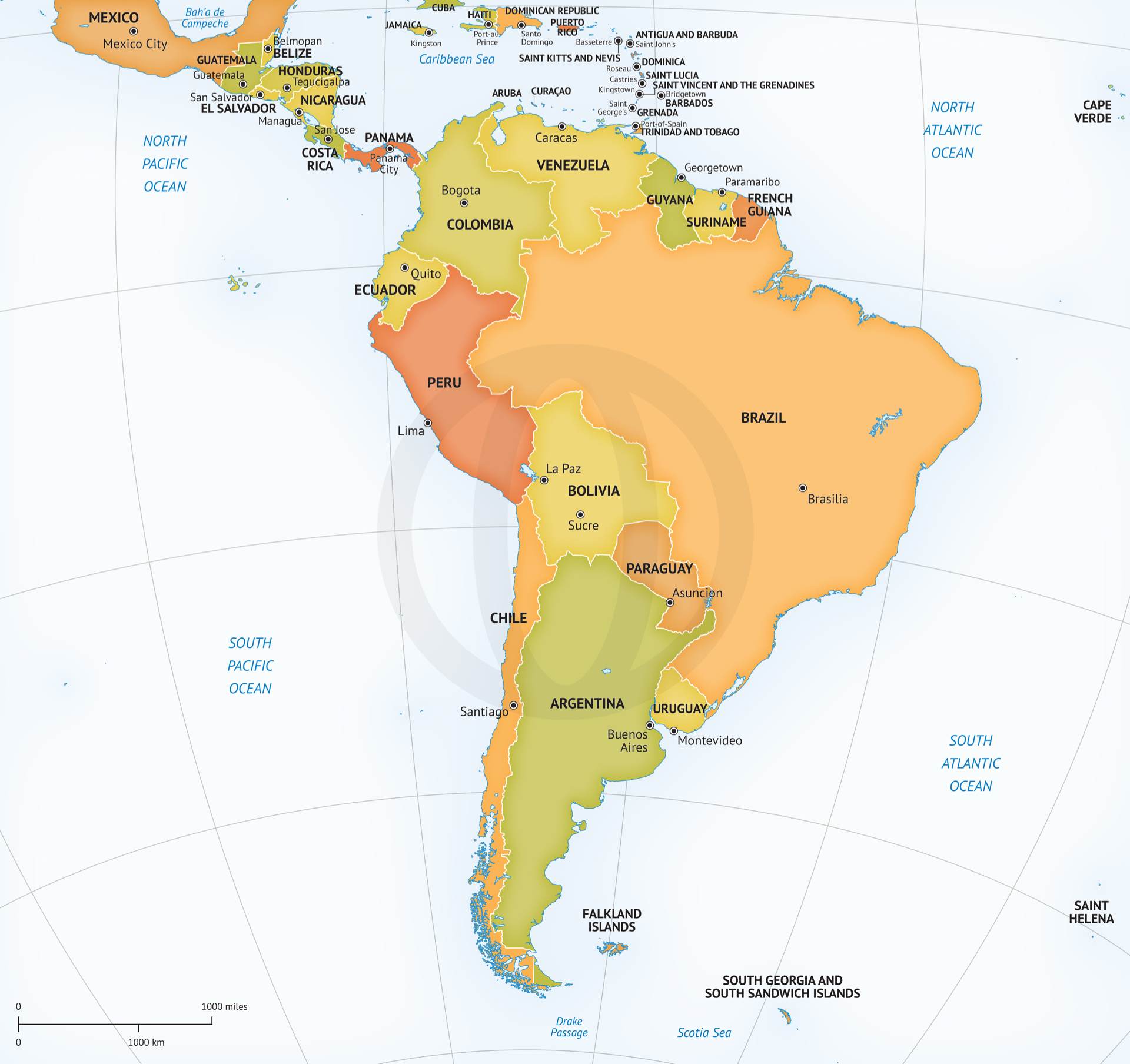 Vector map continent South America ~ Graphics on Creative Market