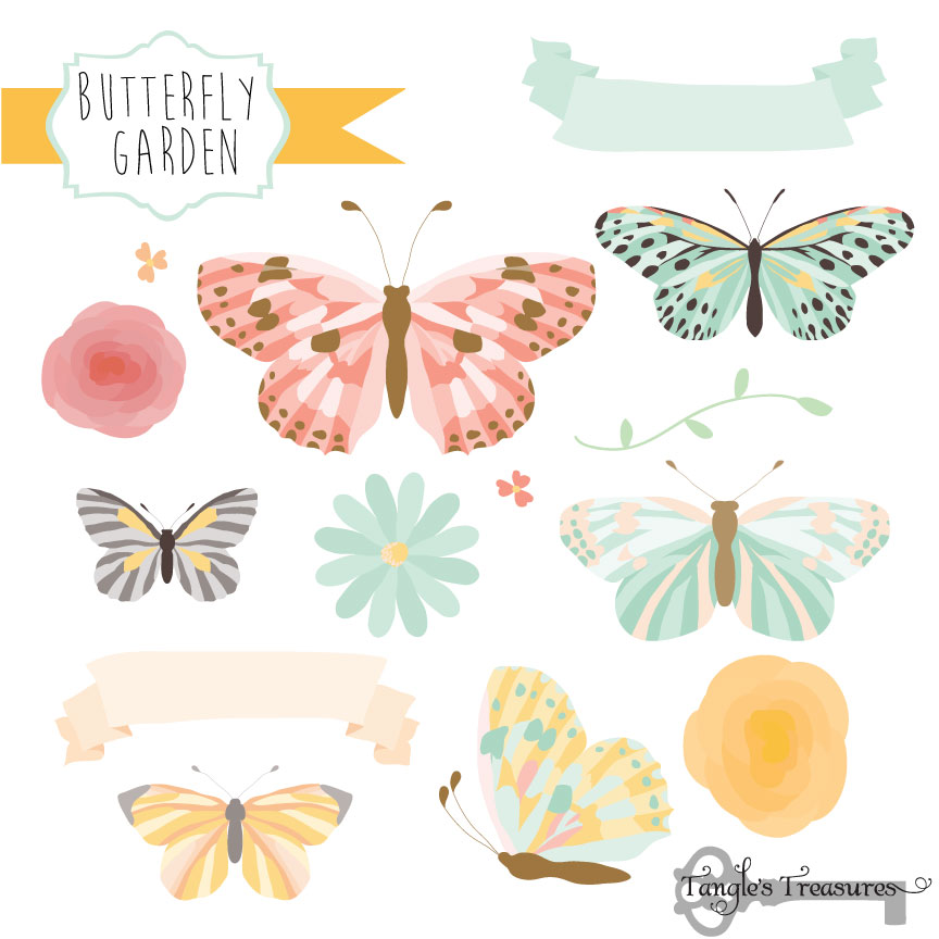 Butterfly Garden Clipart & Vectors ~ Illustrations on Creative Market
