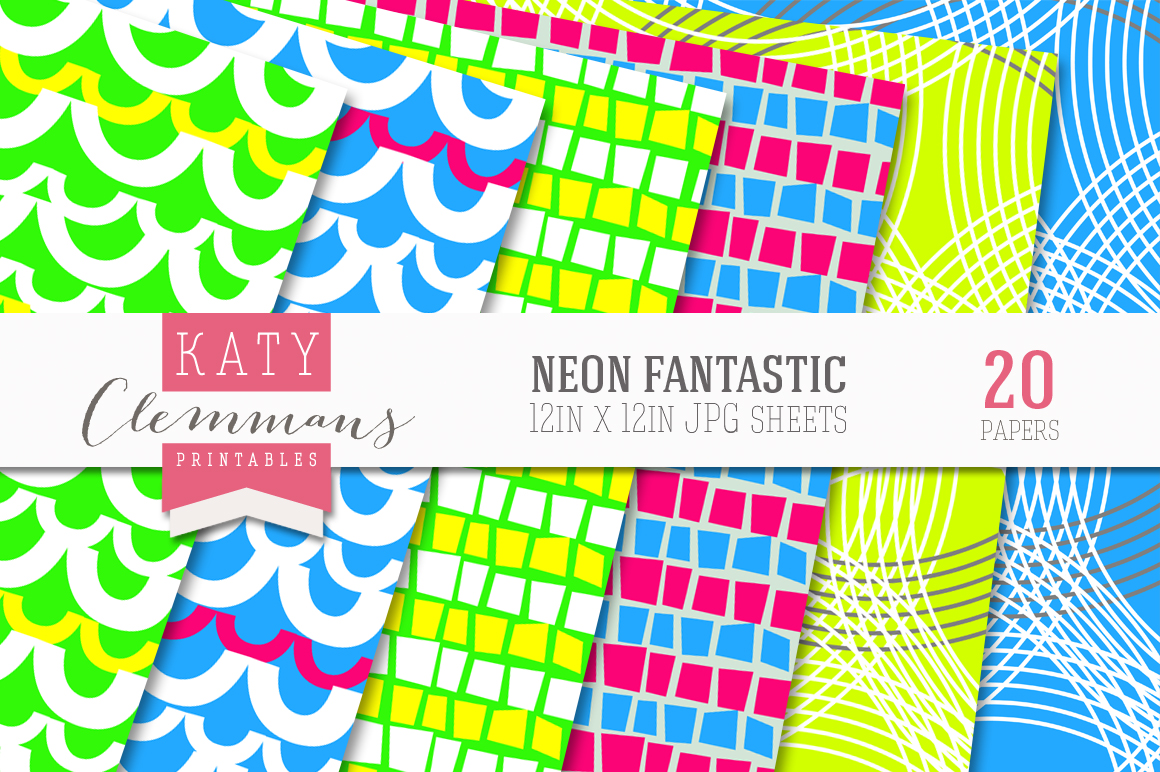 Neon Fantastic paper pack ~ Patterns on Creative Market