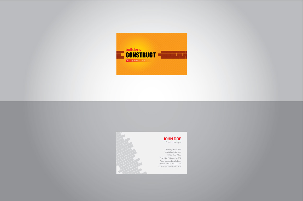 Builders Constrauct Visiting Card ~ Business Card Templates on Creative ...