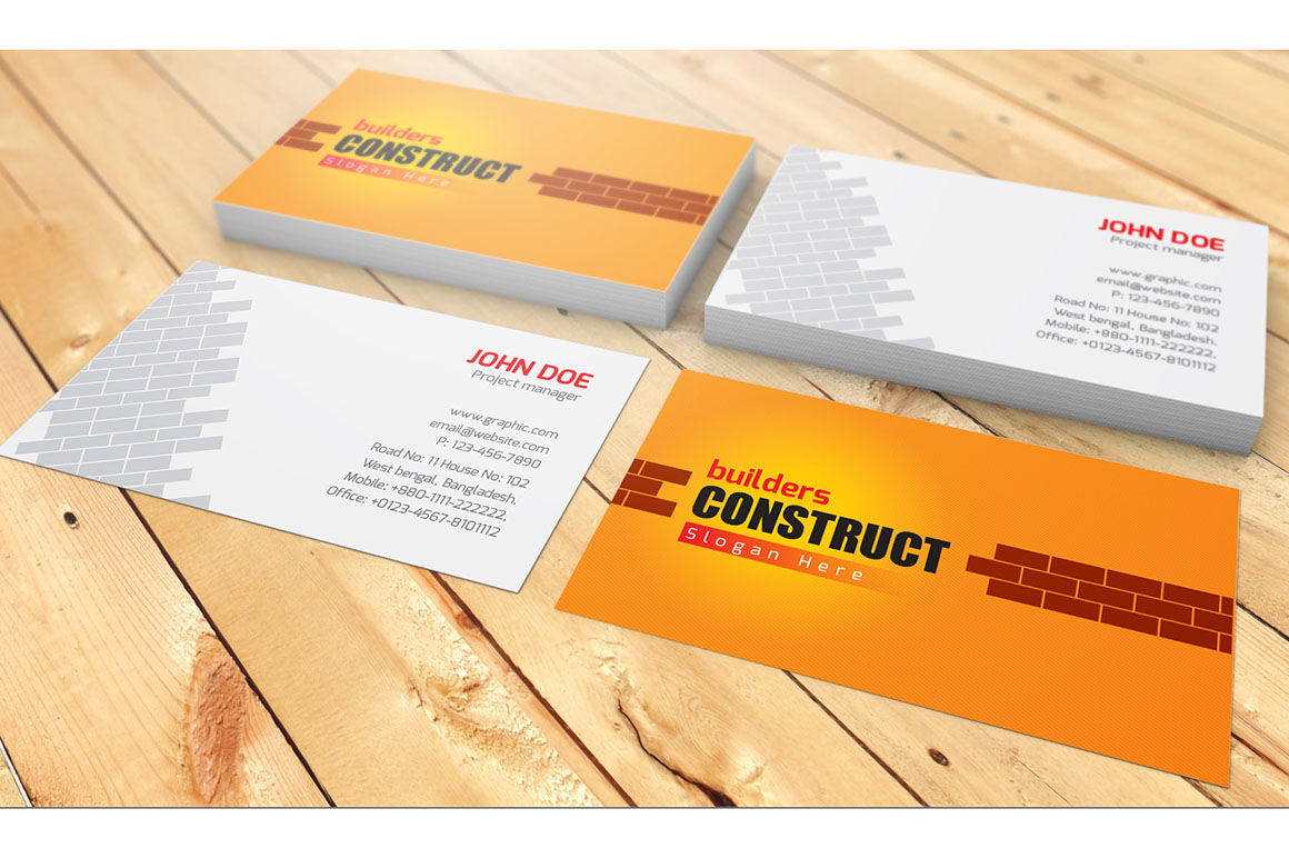 Builders Constrauct Visiting Card ~ Business Card Templates on Creative ...