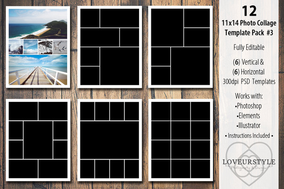 11x14 Photo Collage Template Pack 3 ~ Templates on Creative Market