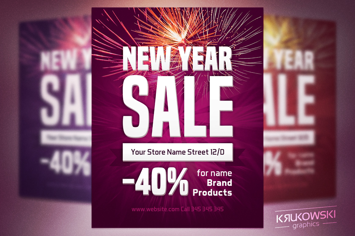 New Year Sale Simple Template ~ Flyer Templates on Creative Market