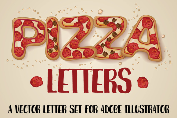 Hand Drawn Pizza Letters ~ Objects on Creative Market