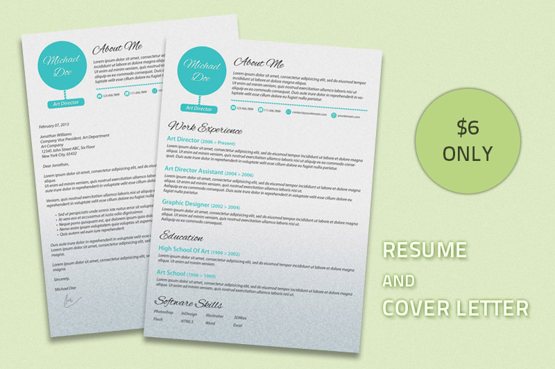 Modern Resume With Cover Letter ~ Resume Templates on Creative Market