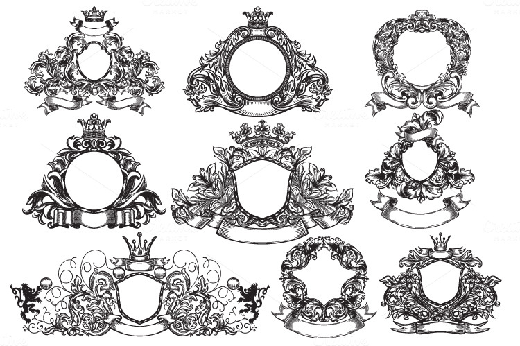 Set Cartushes amd Emblems ~ Illustrations on Creative Market