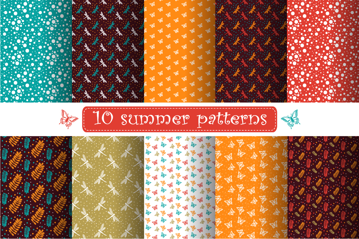 Set of summer pattern swatches ~ Patterns on Creative Market