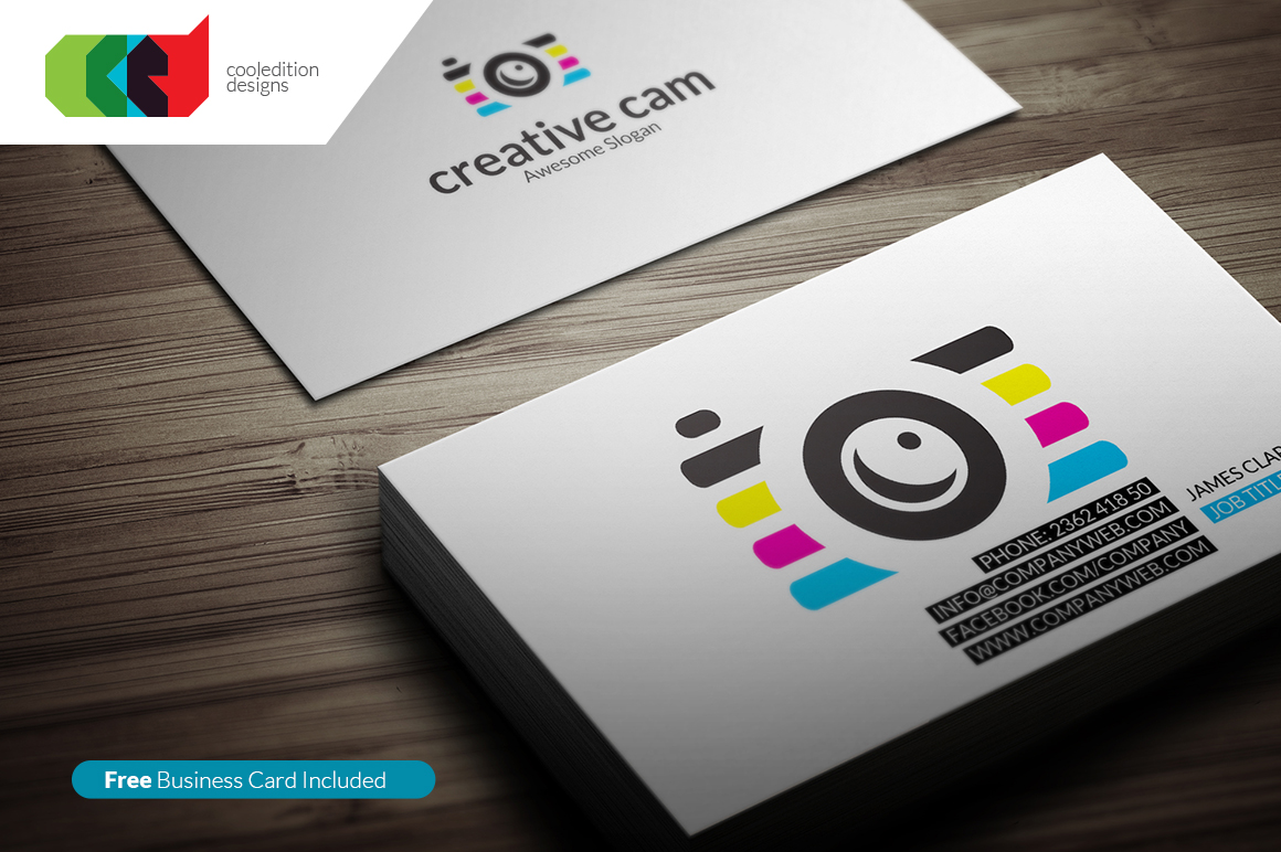 Creative Cam - Logo + Free BC ~ Logo Templates on Creative Market