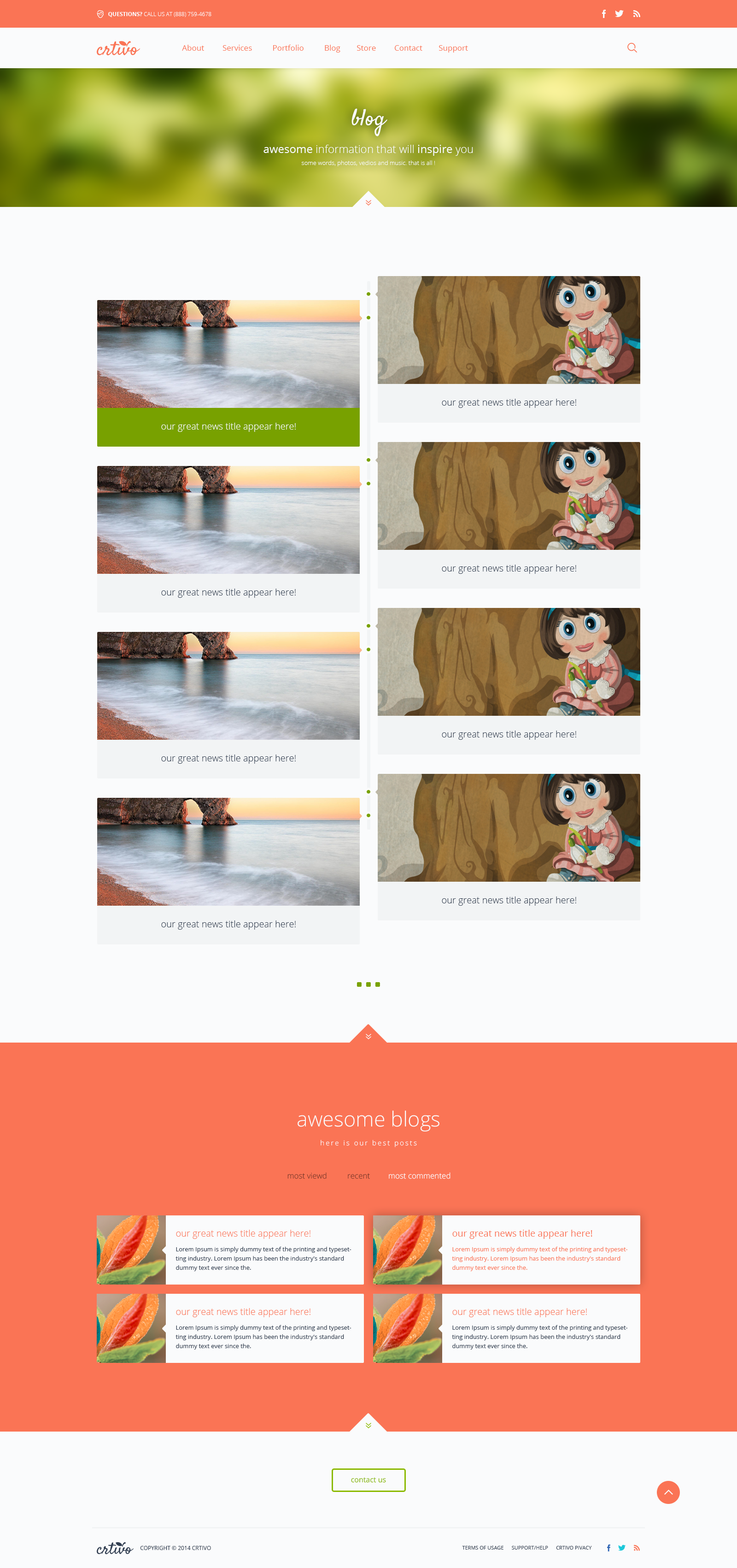 CRTIVO - Creative One Page (7 PSD) ~ Website Templates on Creative Market