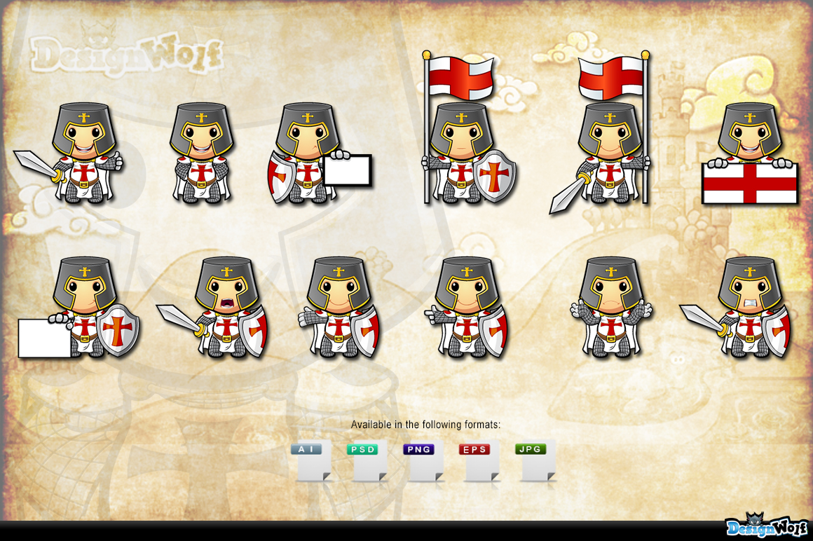 St. George Knight Character - Set 1 ~ Illustrations on Creative Market