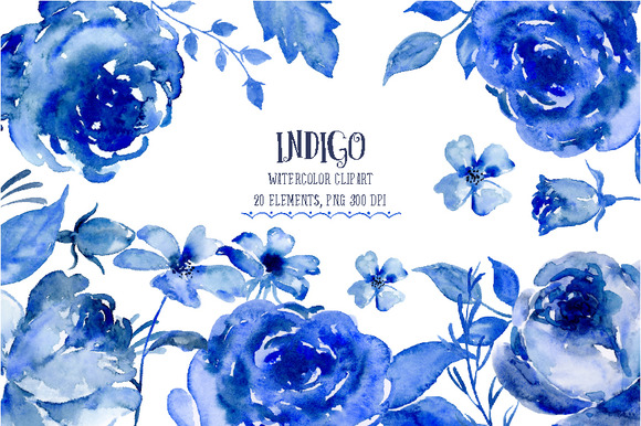 Watercolor Clipart Indigo ~ Illustrations on Creative Market